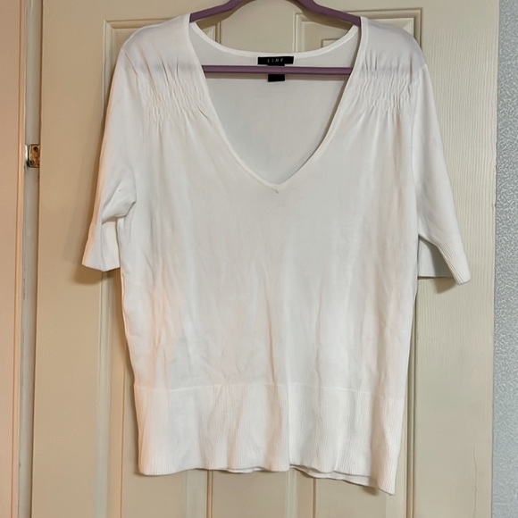 Link | Sweaters | Link Sweater Xxl Cream Smock Bodice V Neck Short ...